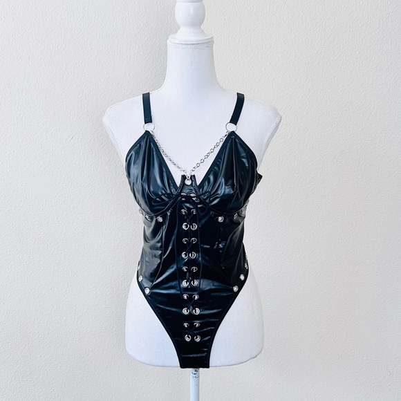 Dolls Kill | Tops | Love Too True Candice Black Leather Grommet Chain ...